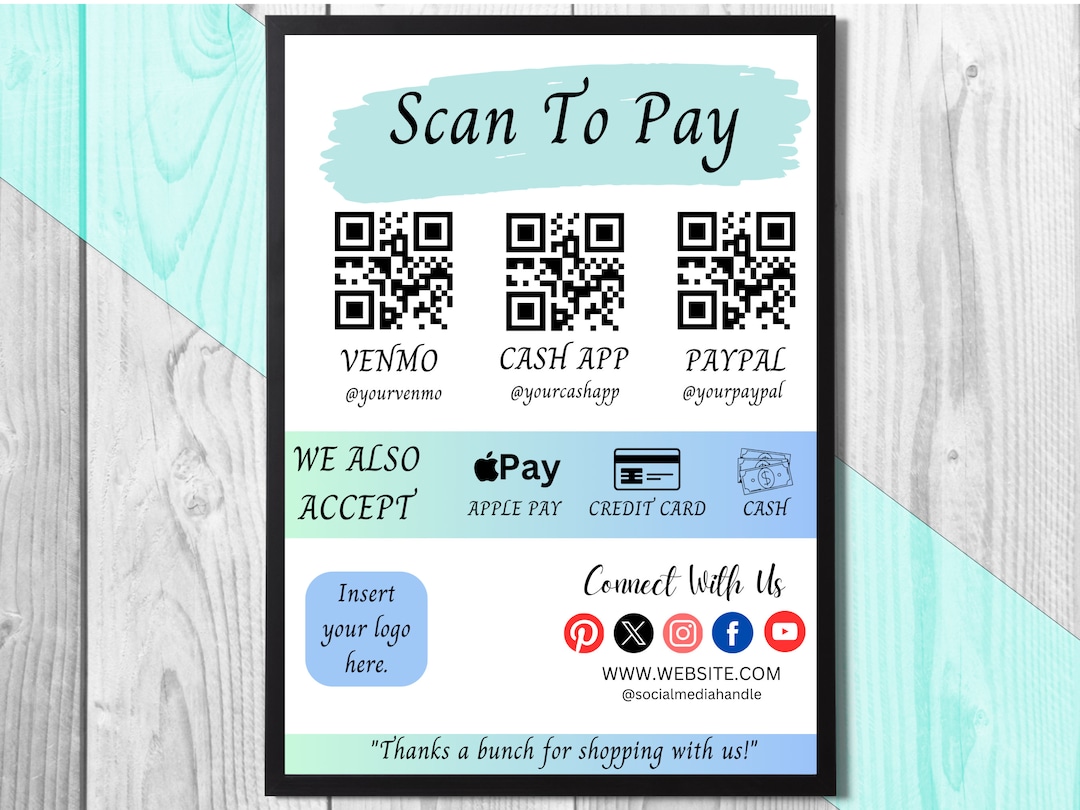 Editable QR Code Payment Sign: Instant Download, Canva Template for ...