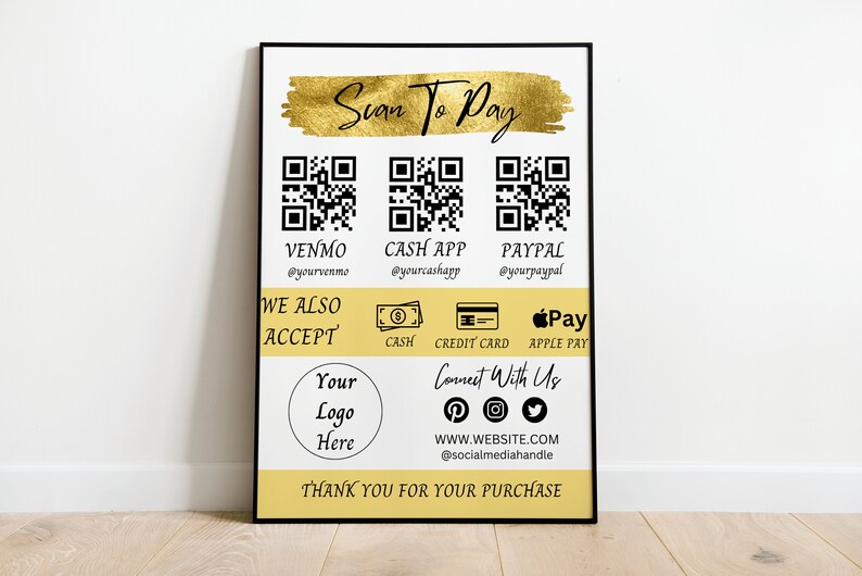 Editable QR Code Sign, Scan to Pay Template, Venmo, Scan to Pay Sign ...