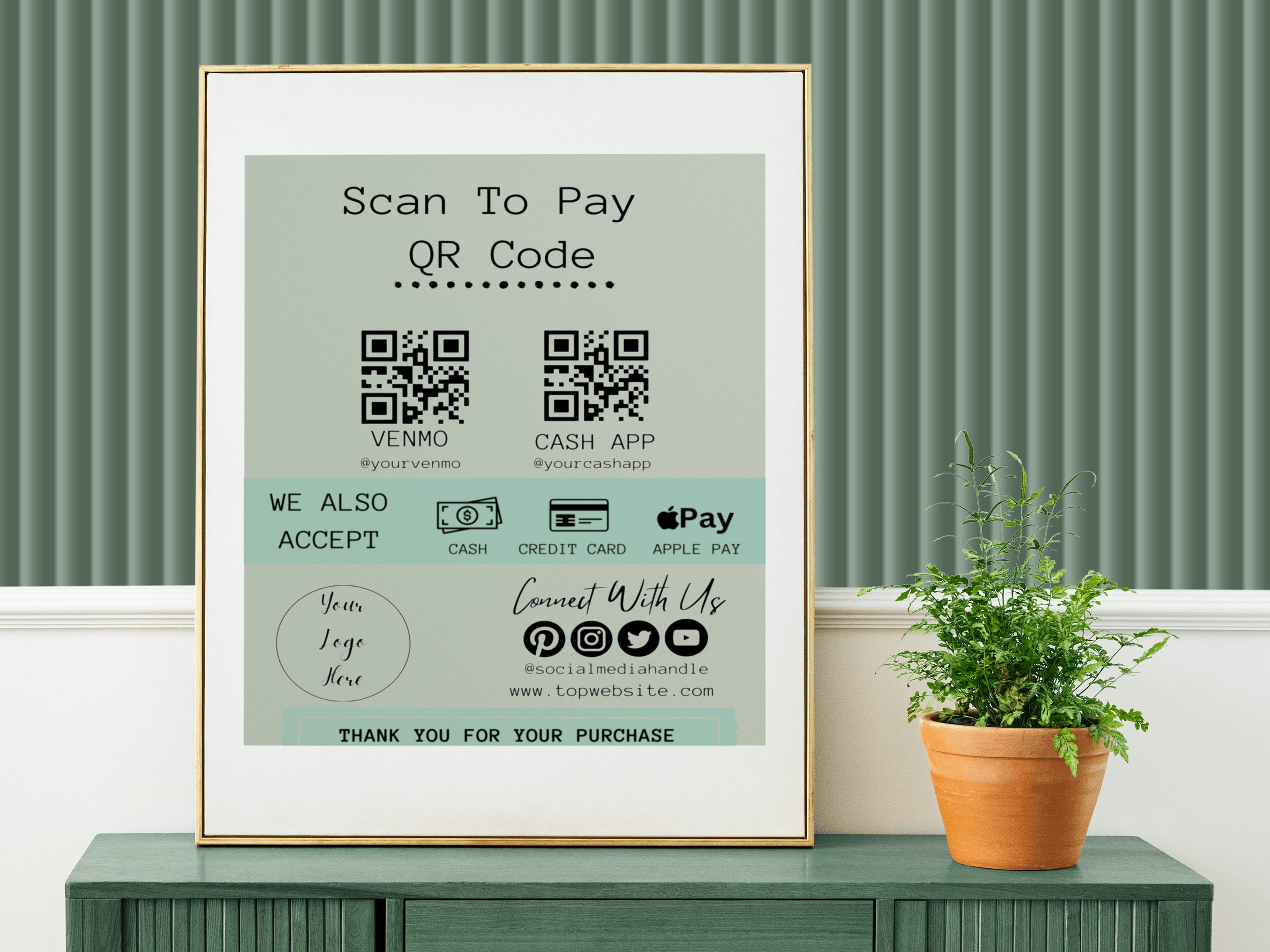 Scan to Pay Sign, Scan to Pay QR, Printable Payment Sign, Editable QR ...