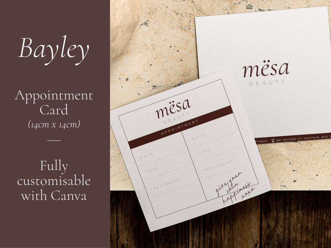 Bayley Square Appointment Card Template | Editable by Canva Template ...