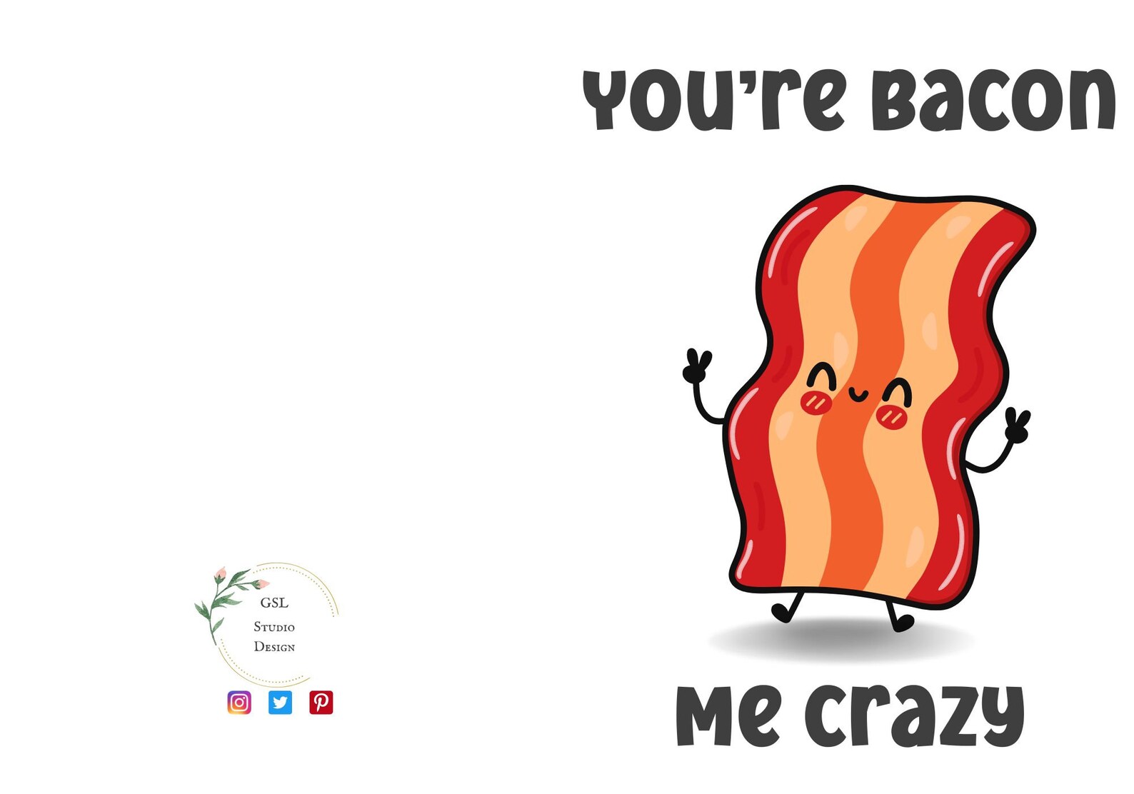 Funny Bacon Birthday Card: Pun Design, Custom Message - Etsy
