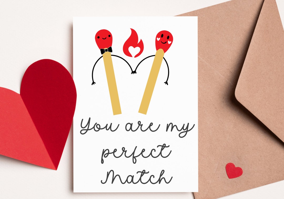 You Are My Perfect Match, Valentines Day Card for Him , Valentines Day ...