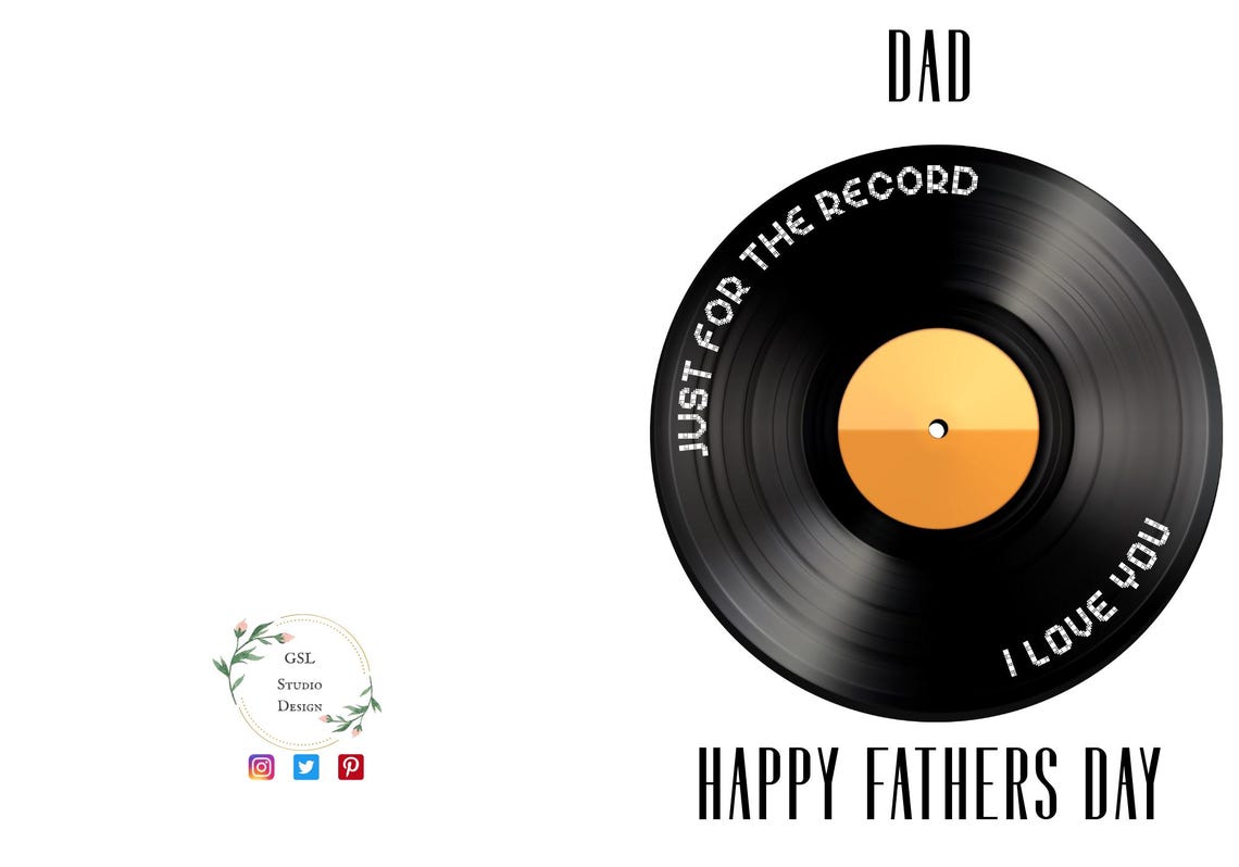 Vinyl Record Fathers Day Card, Retro Music Gift - Etsy