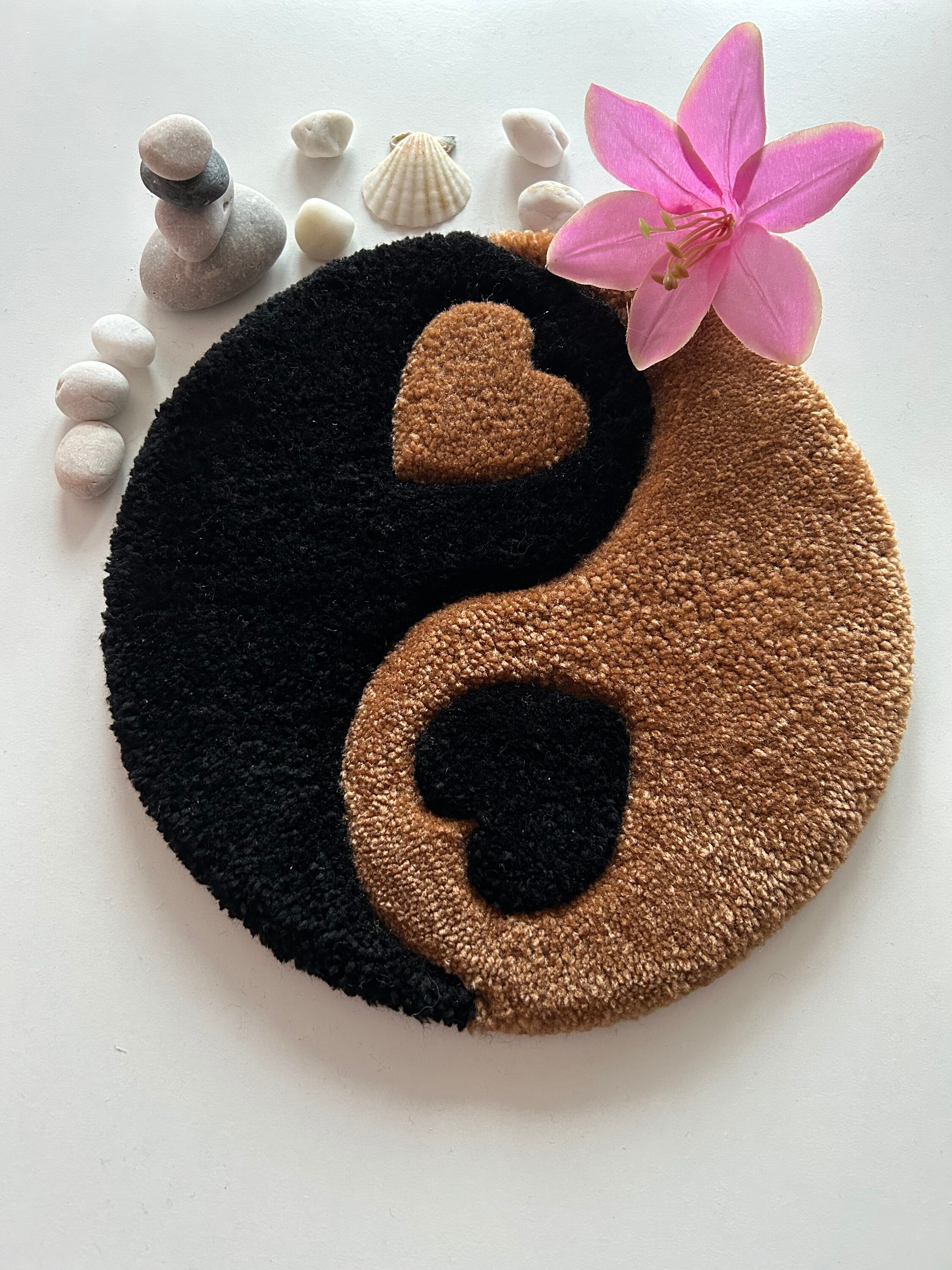Heart Yin Yang Rug, Meditation Decor, Home Aesthetic, Yin Yang Coaster ...