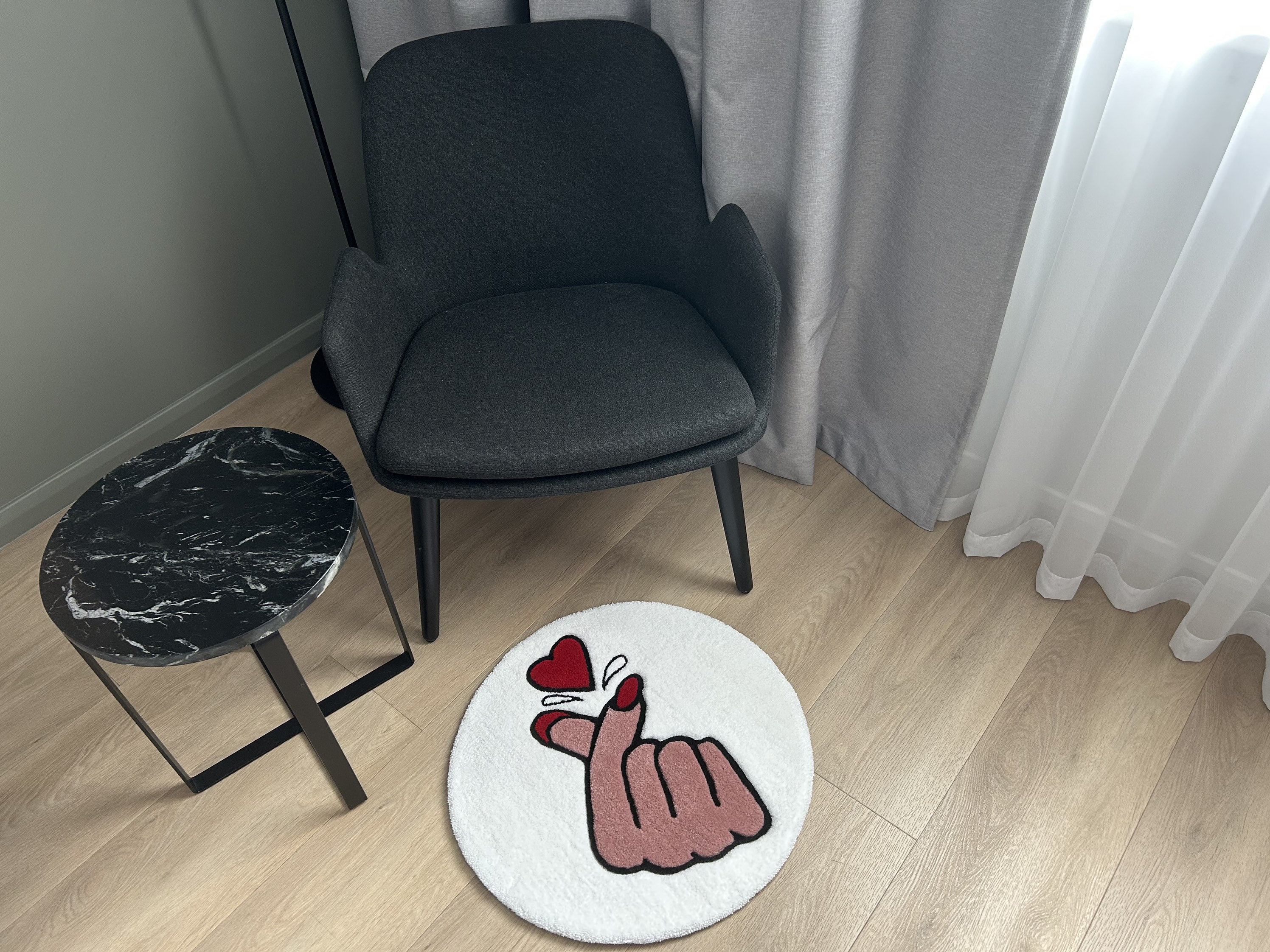 Asian Heart Emoji Rug, Tufted Heart Rug, Asian Home Decor, Pop Art Home ...