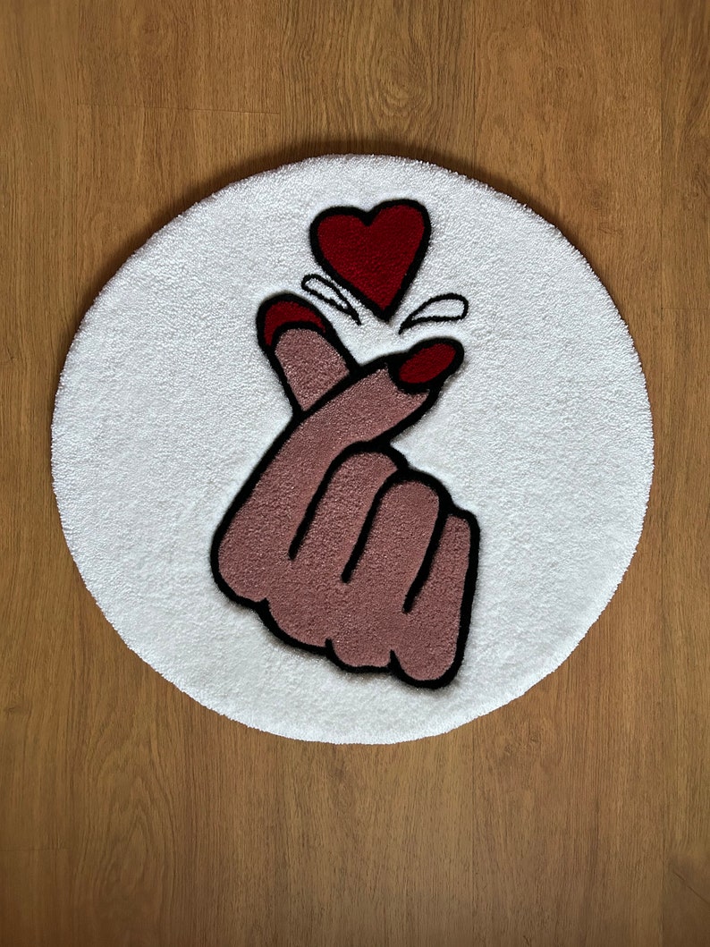 Asian Heart Emoji Rug Tufted Heart Rug Asian Home Decor Pop - Etsy