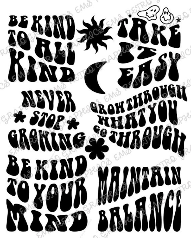 Bundle of 50 Groovy SVG/PNG Files - Etsy