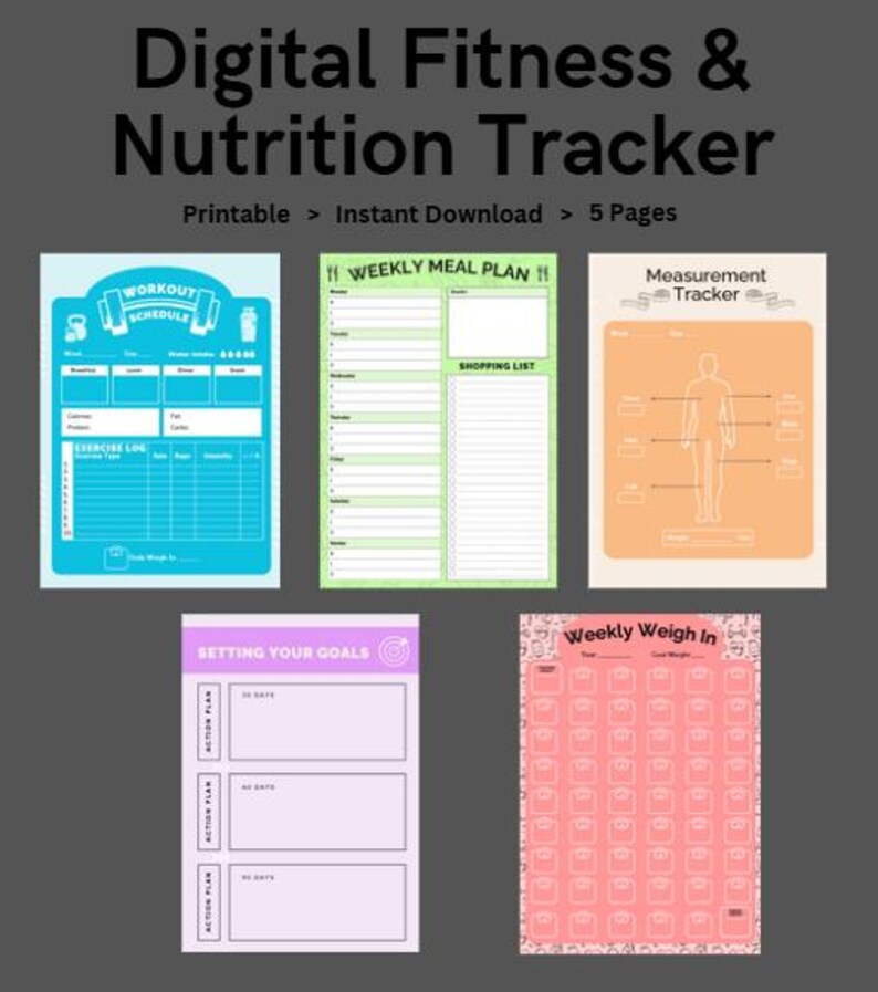 Printable Fitness and Nutrition Tracker / Meal Planner and Workout Log ...