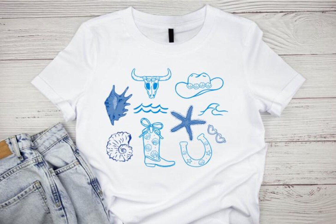 Coastal Cowgirl Clipart Bundle (40 PNG/SVG Files) - Beach Cowgirl ...