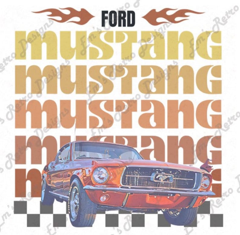 Retro Mustang PNG Design - Etsy