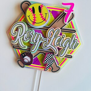 Softball Cake Topper, Softball Birthday, Softball Party, Softball Party ...