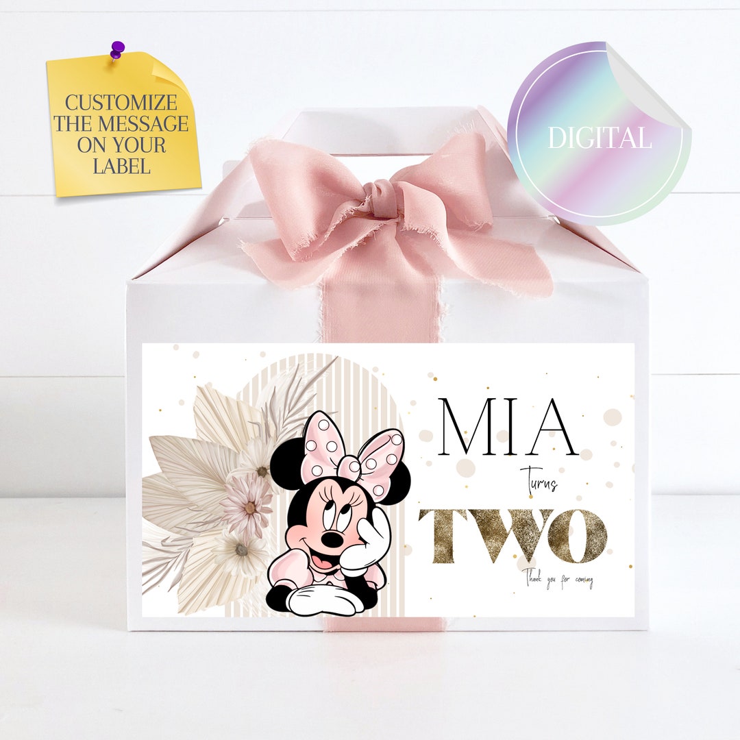 Pink and Gold Mouse Gable Box Label, Minnie Gable Box Label, Mouse Boho ...