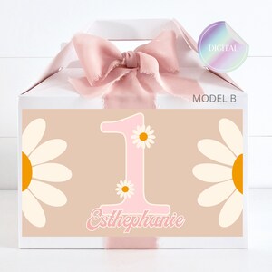 Daisy First Birthday Gable Box Label / Groovy Floral Favors Box - Etsy