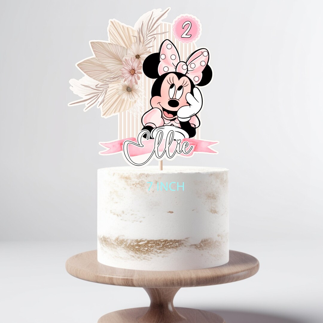 Printable Minnie Cake Topper, Minnie Pink Cake Decorations, Mouse Party ...