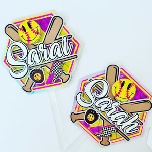 Softball Cake Topper, Softball Birthday, Softball Party, Softball Party ...