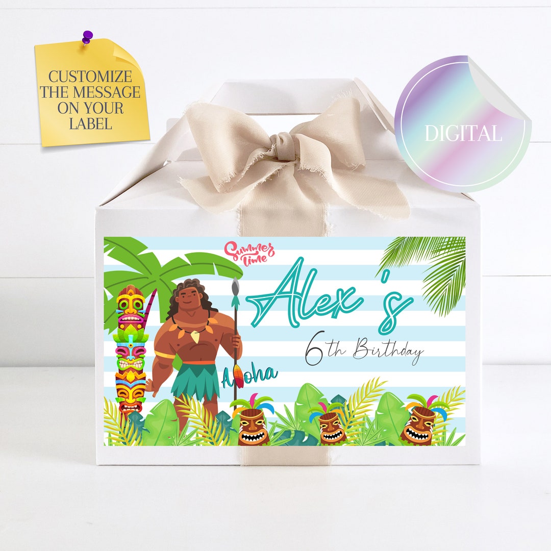 Customizable Printable Tropical Luau Treat Box Party Favors, Hawaiian Beach Party Goodie Gable ...