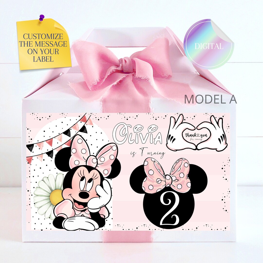 Custom Gable Box Labels or Digital Files for Mouse Pink, Favor Box ...
