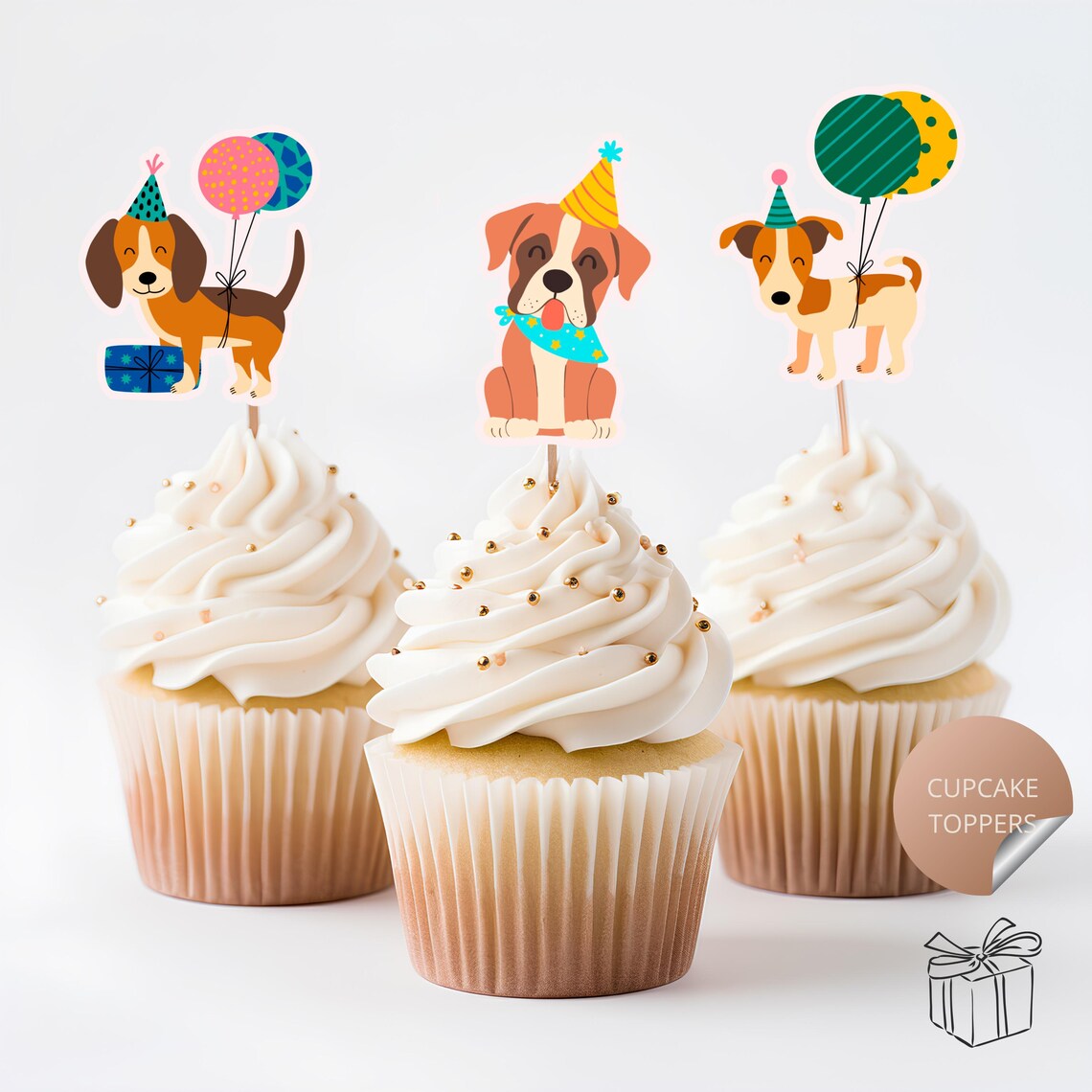 Printable. Personalized Puppy Party Cake Topper. Puppy Dog Cupcake ...