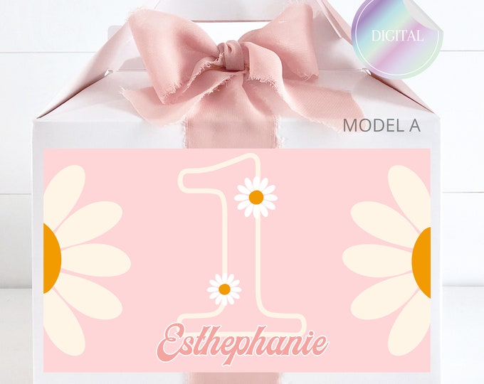 Editable Daisy Birthday Party Gable Box Favor Label Miss Onederful ...