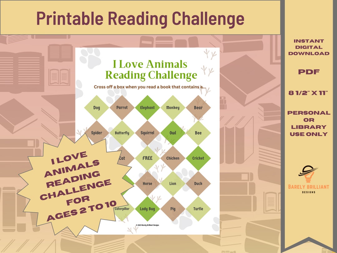 I Love Animals Reading Challenge Printable Pdf Summer Reading Reading ...