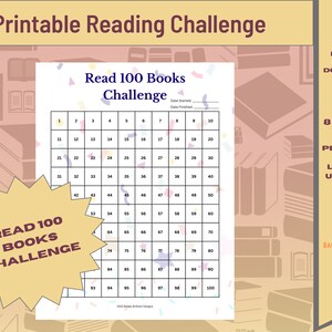 100 Books Reading Challenge | Printable Pdf | Instant Download ...