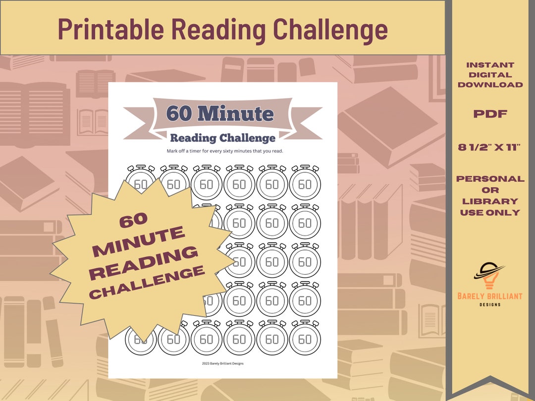 60 Minute Reading Printable Challenge Pdf All Ages - Etsy