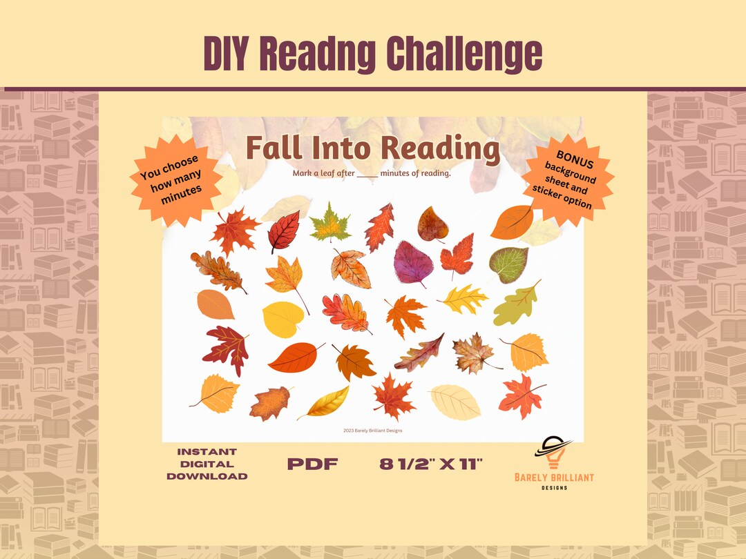 Fall Into Reading Challenge | Pdf Instant Download | Set Your Own Time ...
