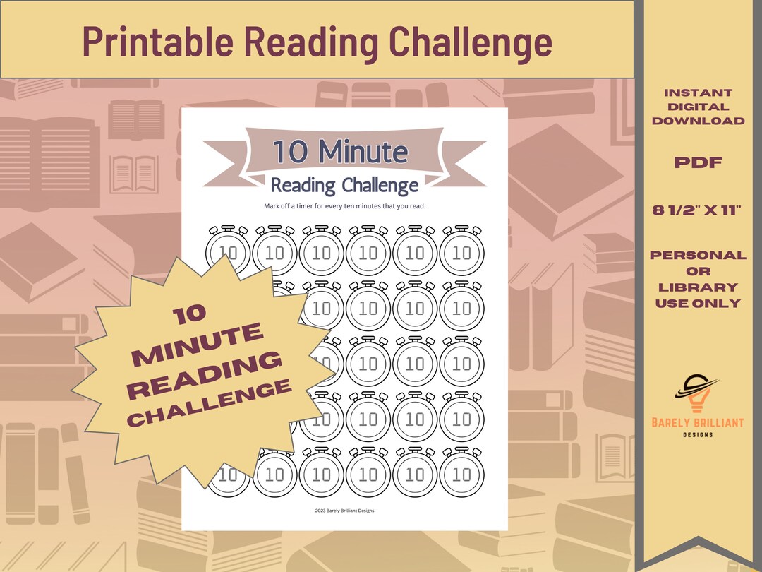 10 Minute Reading Challenge Printable Pdf | Instant Download | 30 Day ...