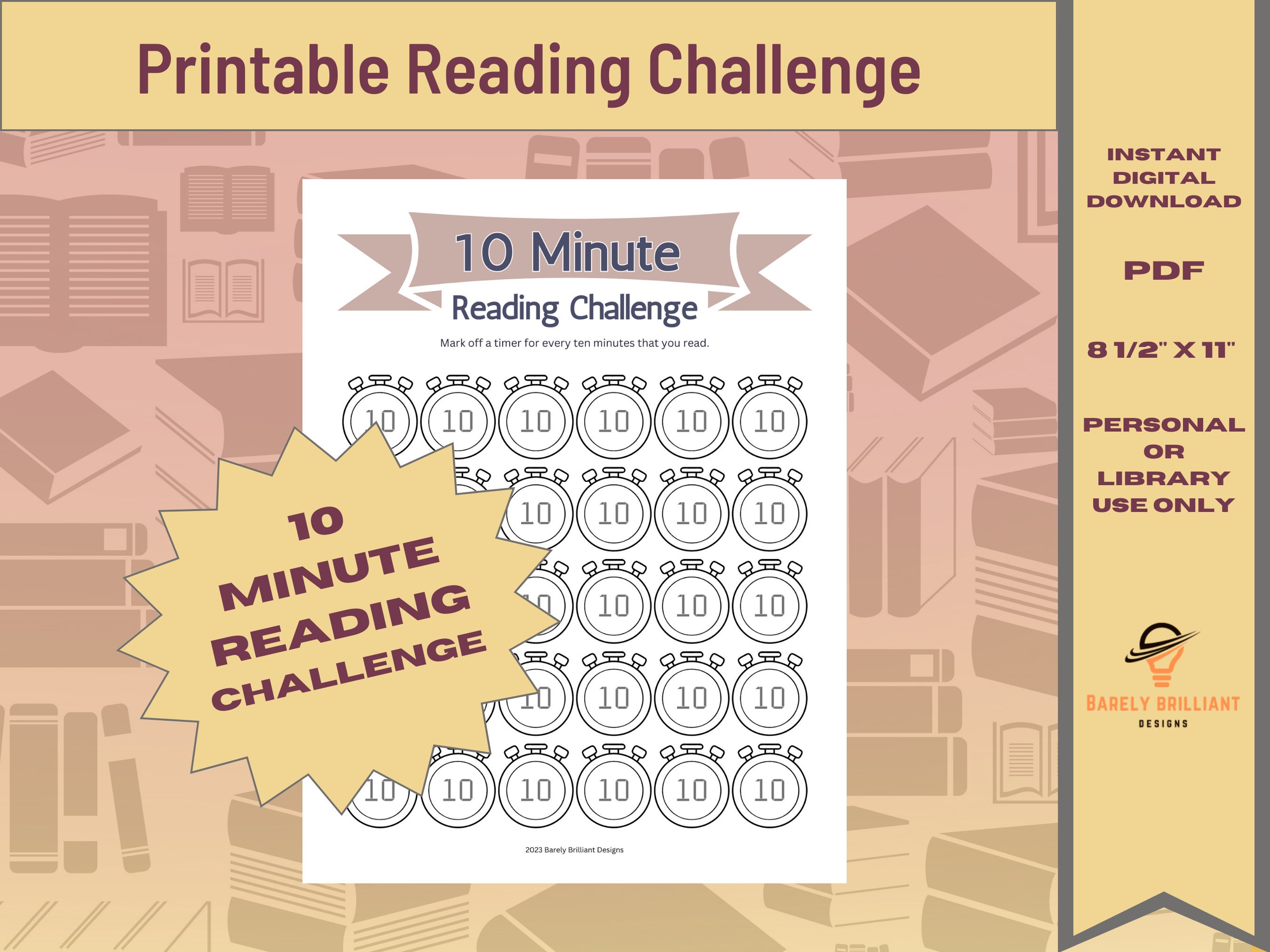 10 Minute Reading Challenge Printable Pdf | Instant Download | 30 Day ...