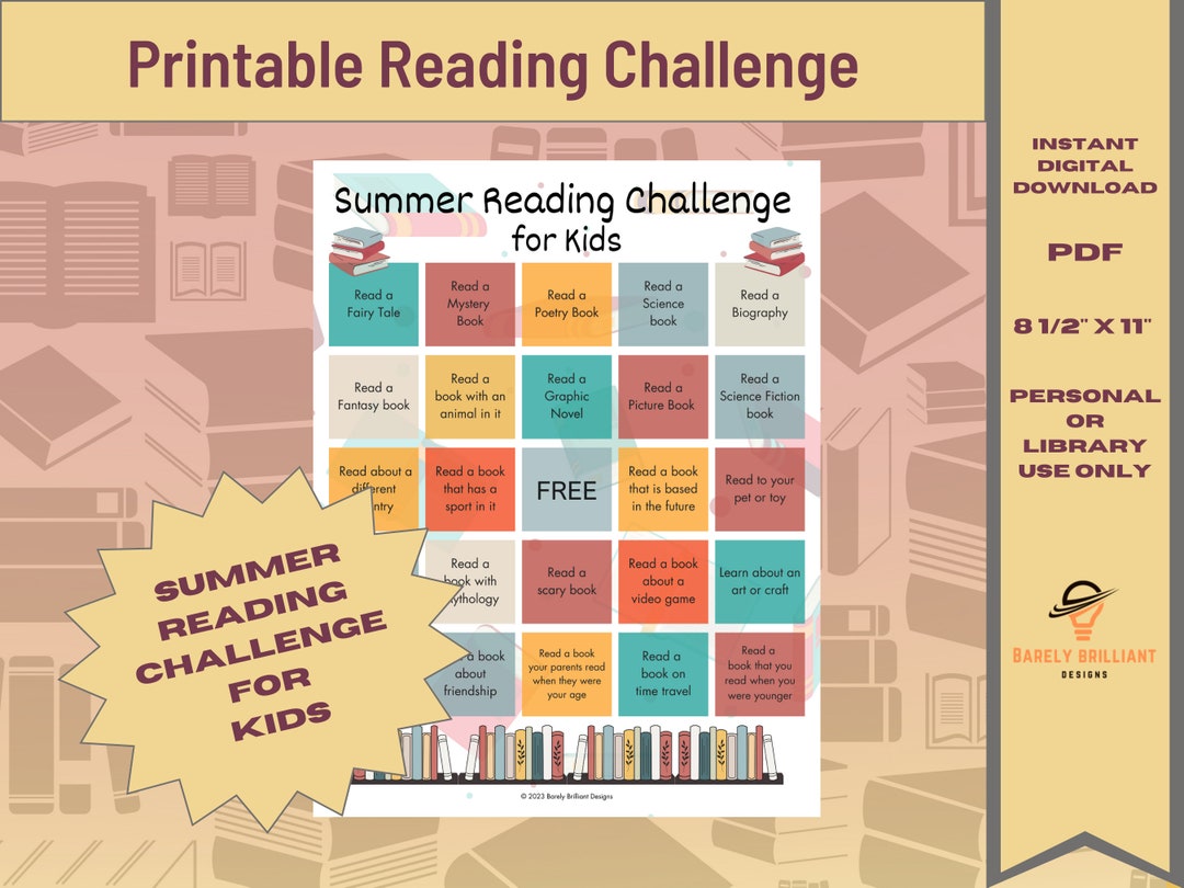 Summer Reading Challenge for Kids | Printable Pdf | Instant Download ...