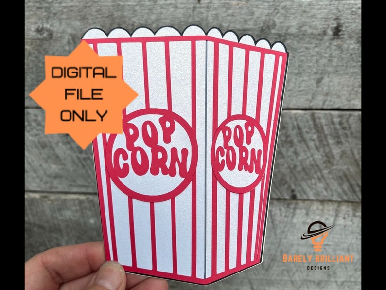 Popcorn Card Digital Cut File Teacher Appreciation Movie Party Invite ...