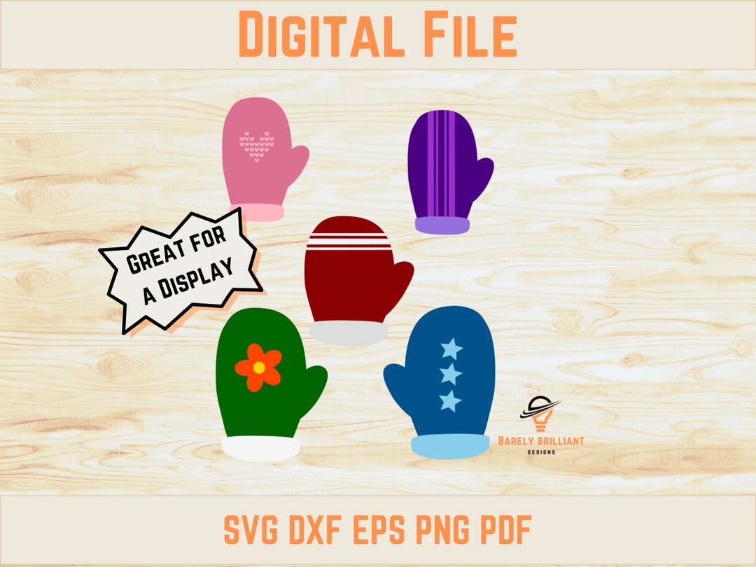Mitten Designs Digital Instant Download Svg Dxf Eps Pdf Png 5 Different ...