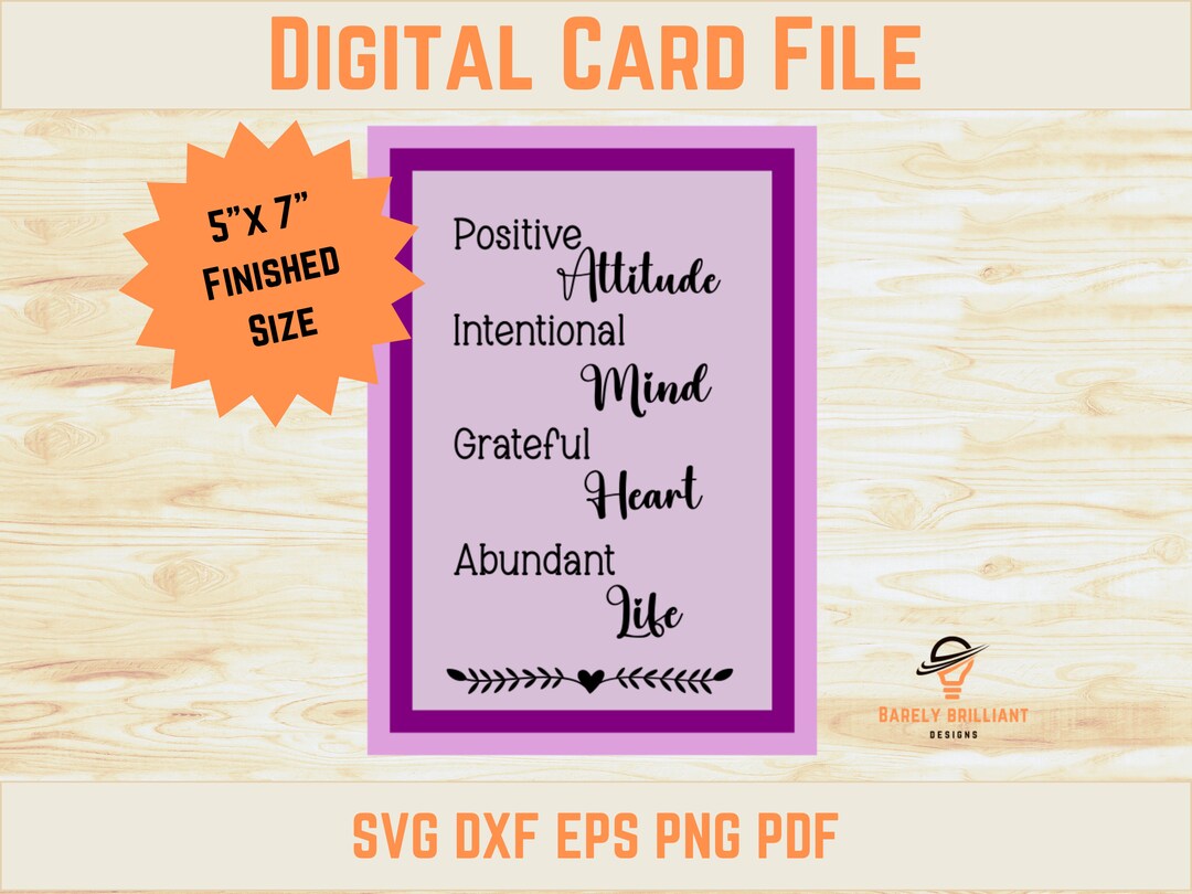 Positive Attitude Card Digital File Card Stock and Vinyl - Etsy