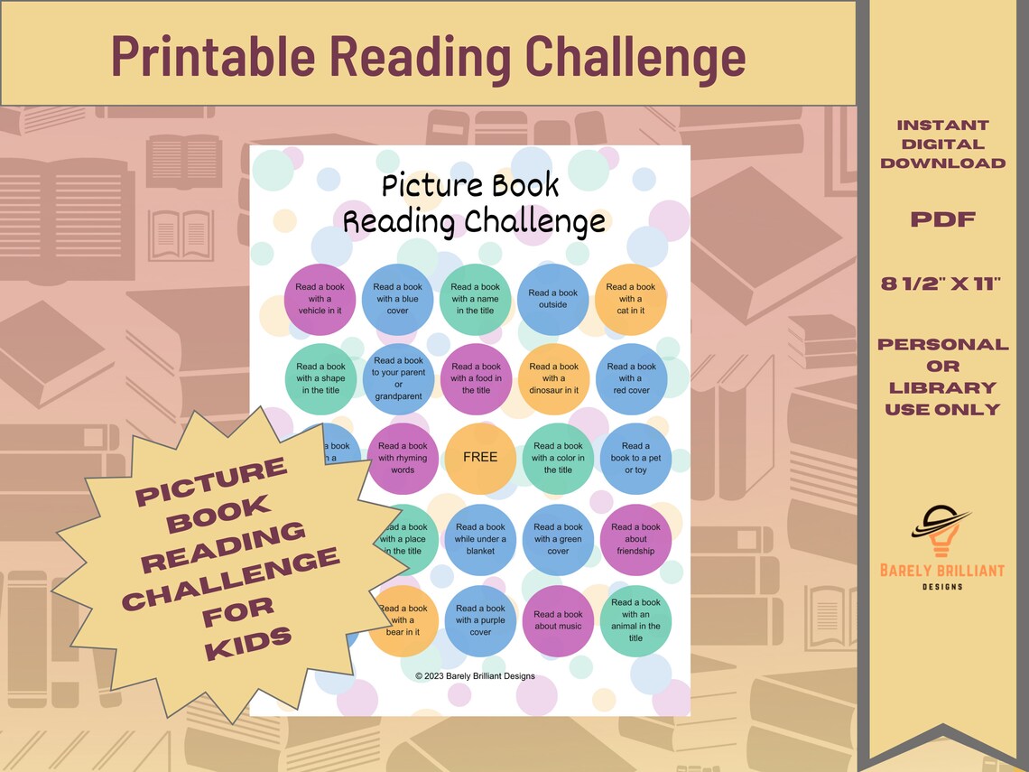 Picture Book Reading Challenge for Kids | Printable Pdf | Instant ...