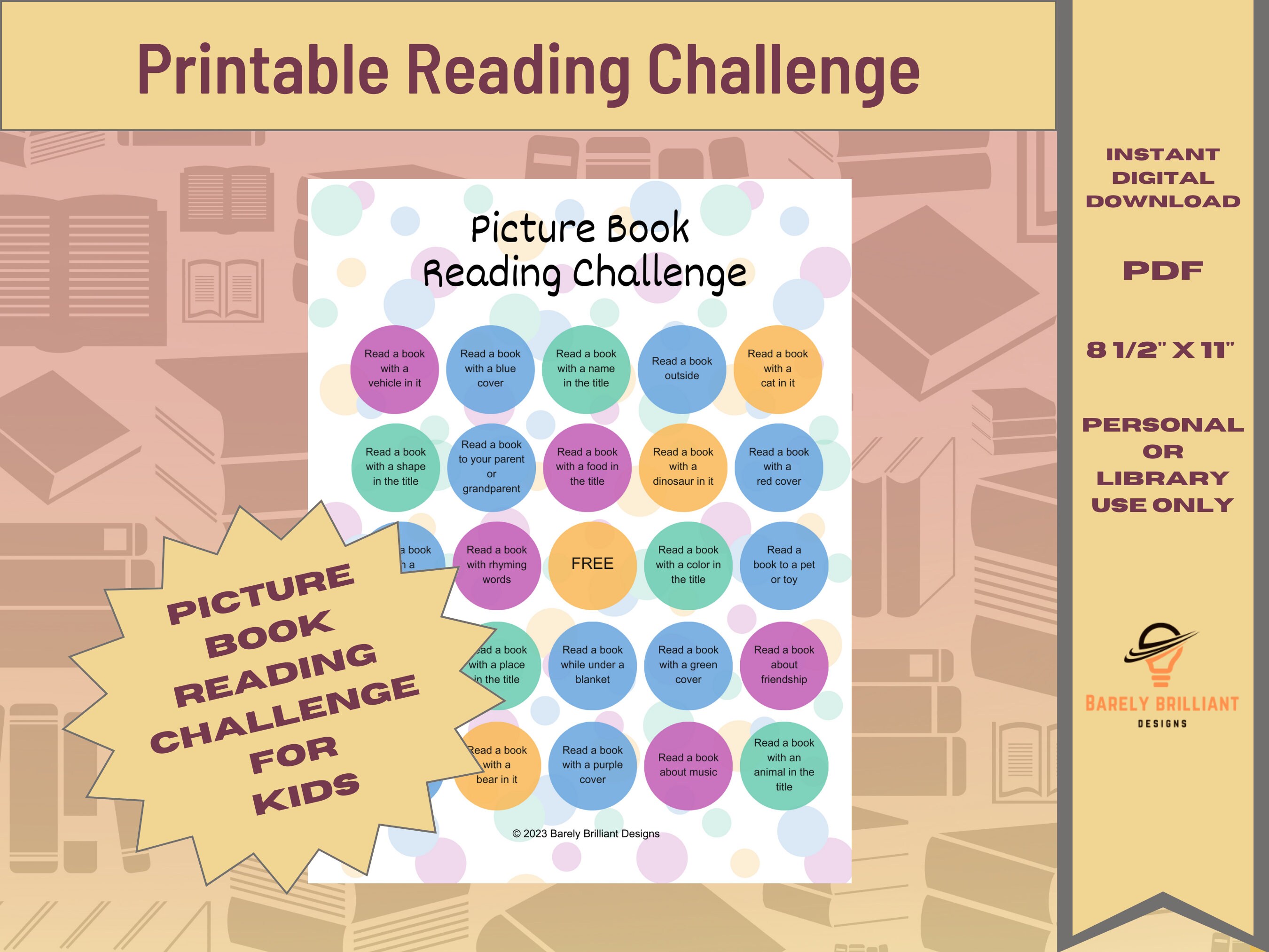 Picture Book Reading Challenge for Kids | Printable Pdf | Instant ...