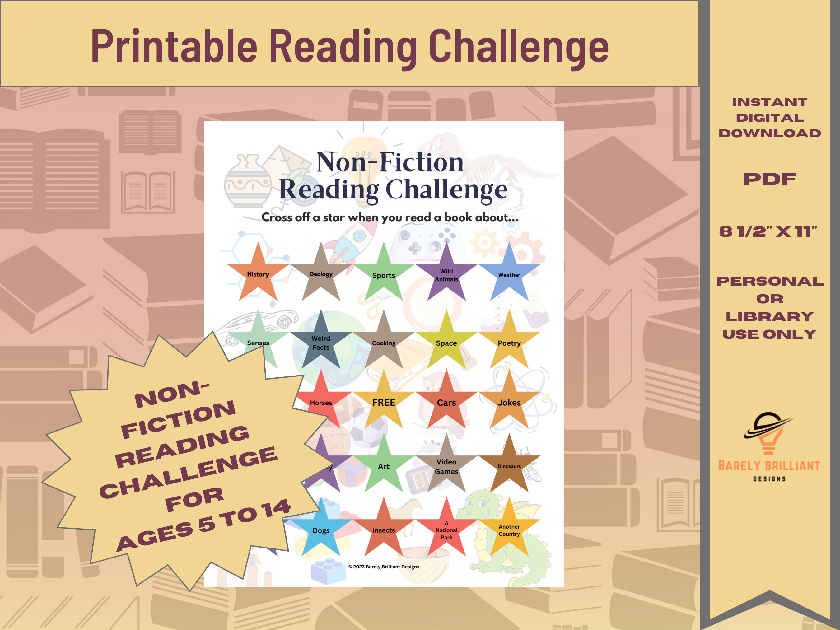 Printable Non-fiction Reading Challenge for Kids | Homeschool | Library ...