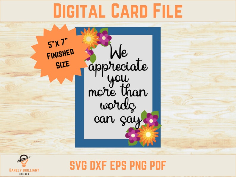 We Appreciate You Card, Digital Download File, Thank You From A Group ...