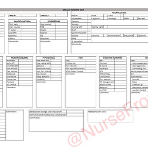 Kinnser Skilled Nursing Visit Note (home Health) | Printable | Digital ...