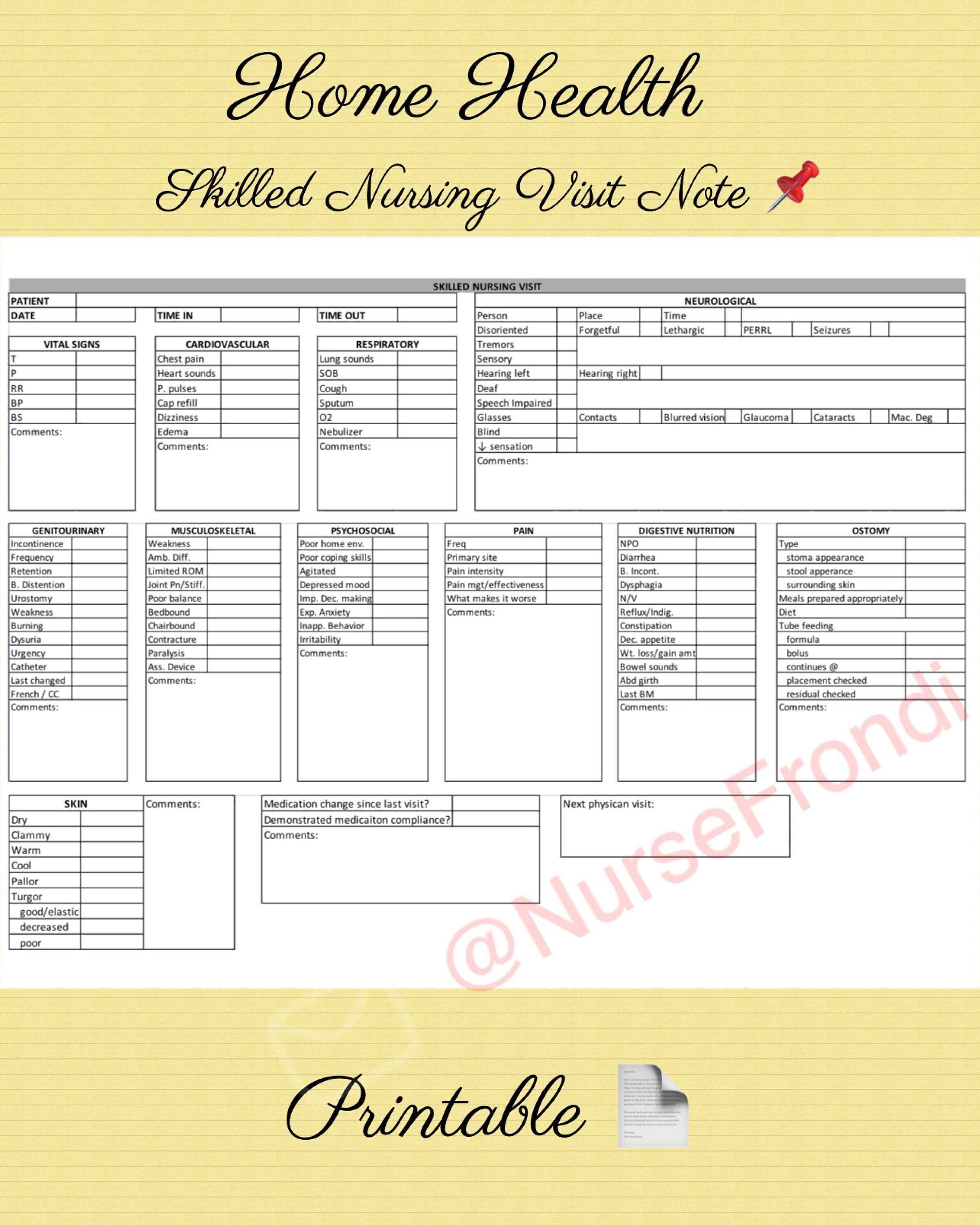 Skilled Nursing Visit Note Home Health Printable Digital Copy Template skilled-nursing-visit-note-home-health-printable-digital-copy-template