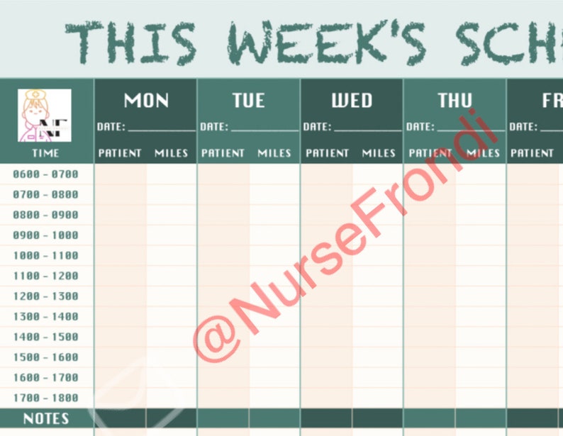 Home Health Week Scheduler | Printable | Digital Copy | Template - Etsy