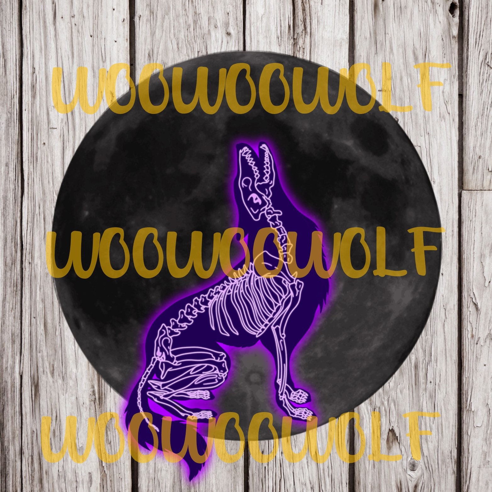 Neon Wolf Howling With Neon Skeleton Inside - Etsy