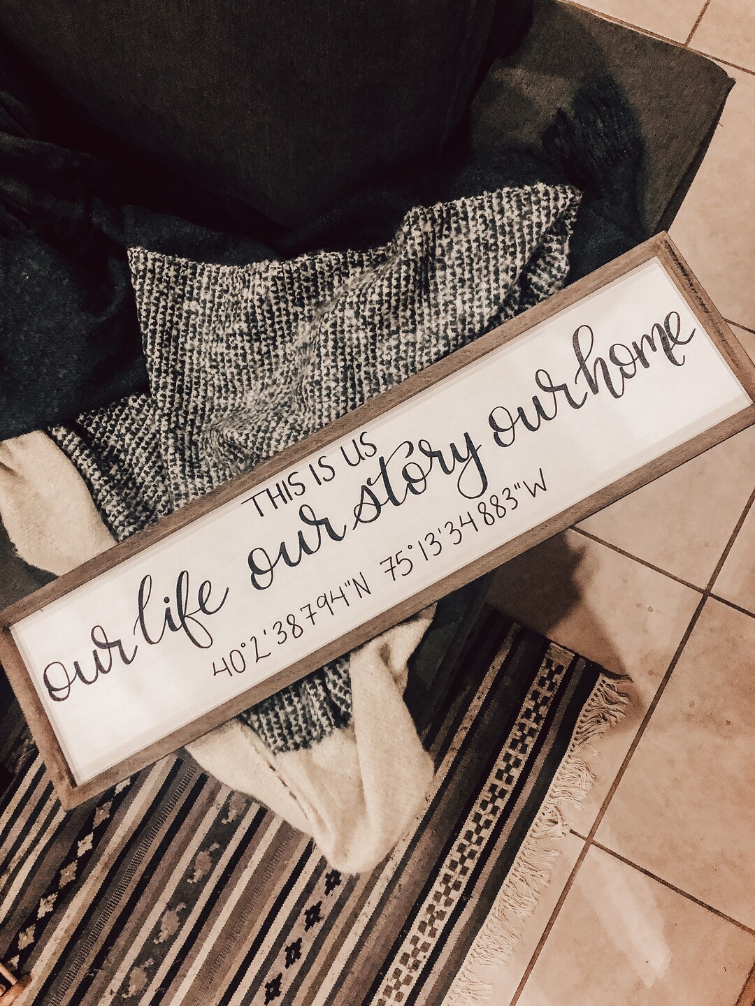 Custom Coordinate Sign Home Coordinate Sign Rustic Home Wall Decor Over ...