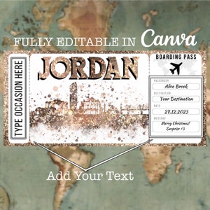 Jordan Boarding Pass Surprise Editable Flight Ticket Gift, Jordan ...