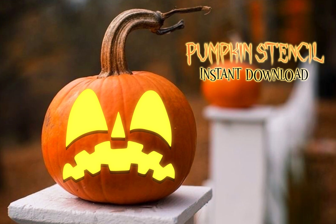 Scary Face Pumpkin Stencil, Printable Pumpkin Stencil, Pumpkin Face ...