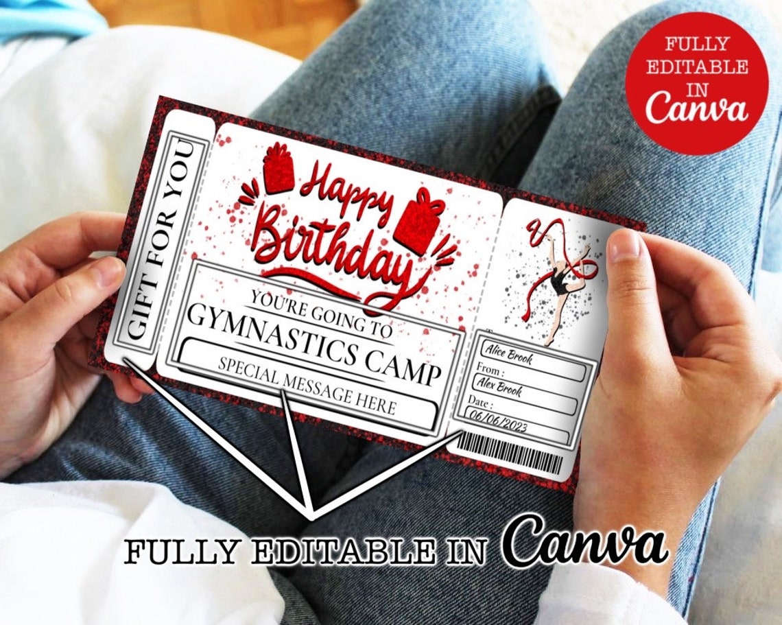 Birthday Gymnastics Camp Gift Ticket Template, Create Memorable ...