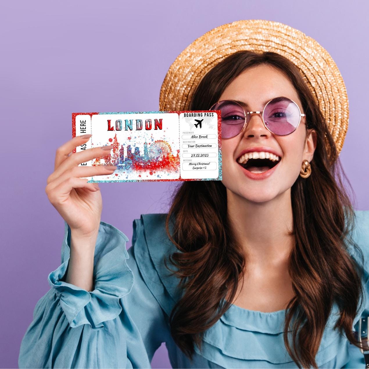 London England Boarding Pass Surprise Editable Flight Ticket Gift ...