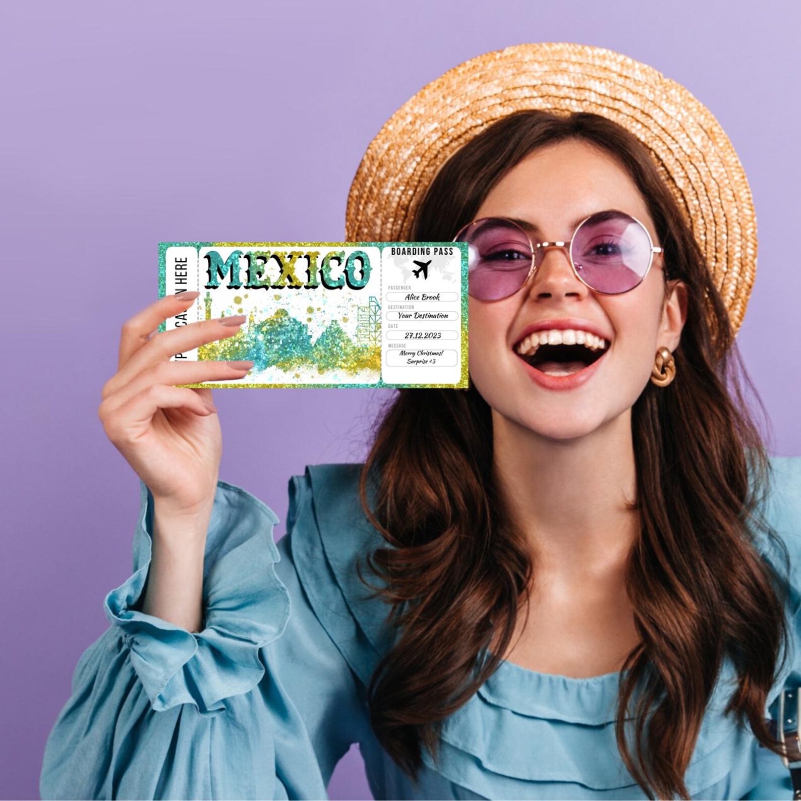 Mexico Boarding Pass Surprise Editable Flight Ticket Gift, Mexico ...