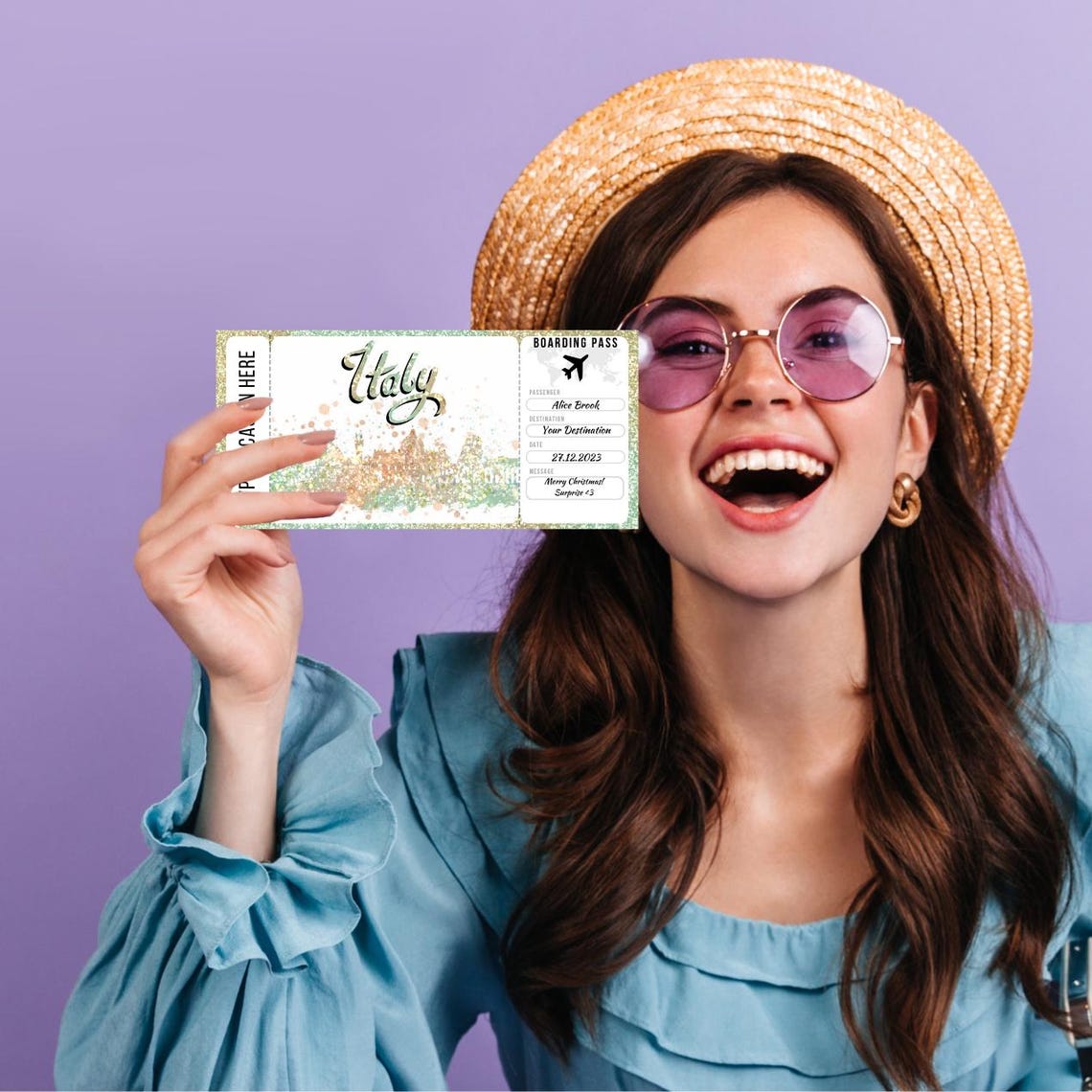 Italy Boarding Pass Surprise Editable Flight Ticket Gift, Italy Flight ...