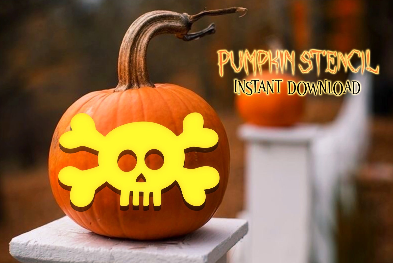 Skull and Bones Stencil, Printable Pumpkin Stencil, Pumpkin Skull and ...