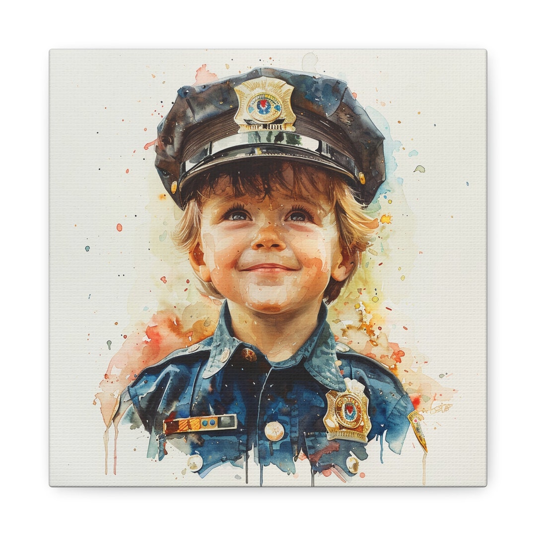 Boy Police Officer Wall Art, Cute Boys Wall Decoration, Canvas or ...